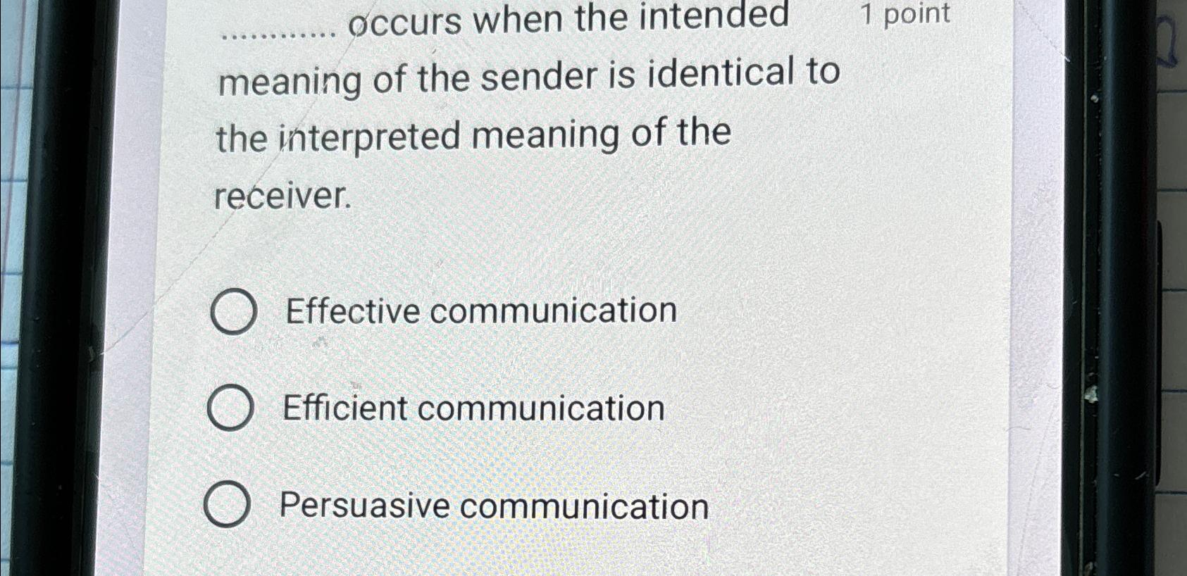 Solved occurs when the intended1 ﻿point meaning of the | Chegg.com