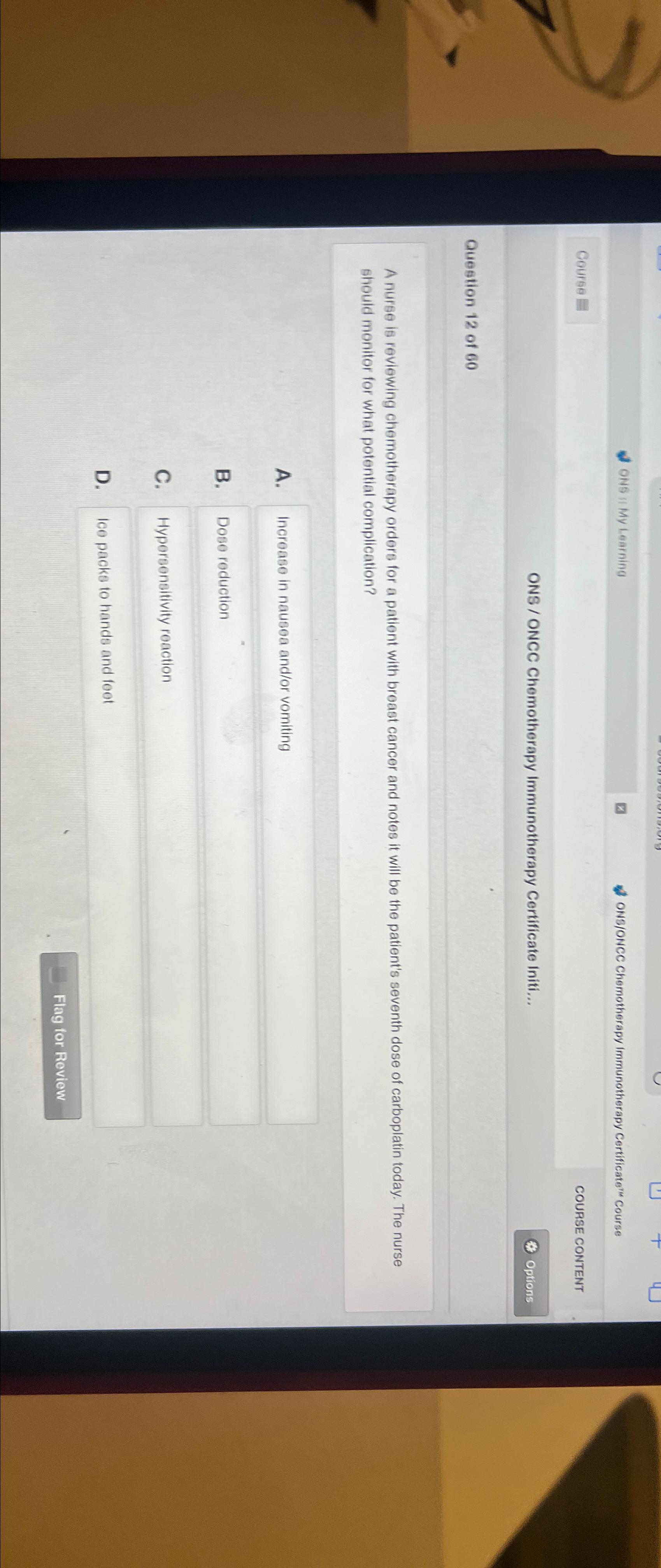 Solved ONS is My LearningONS/ONCC Chemotherapy Immunotherapy | Chegg.com