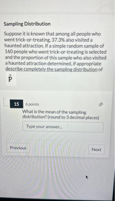 Solved Sampling Distribution Suppose it is known that among | Chegg.com