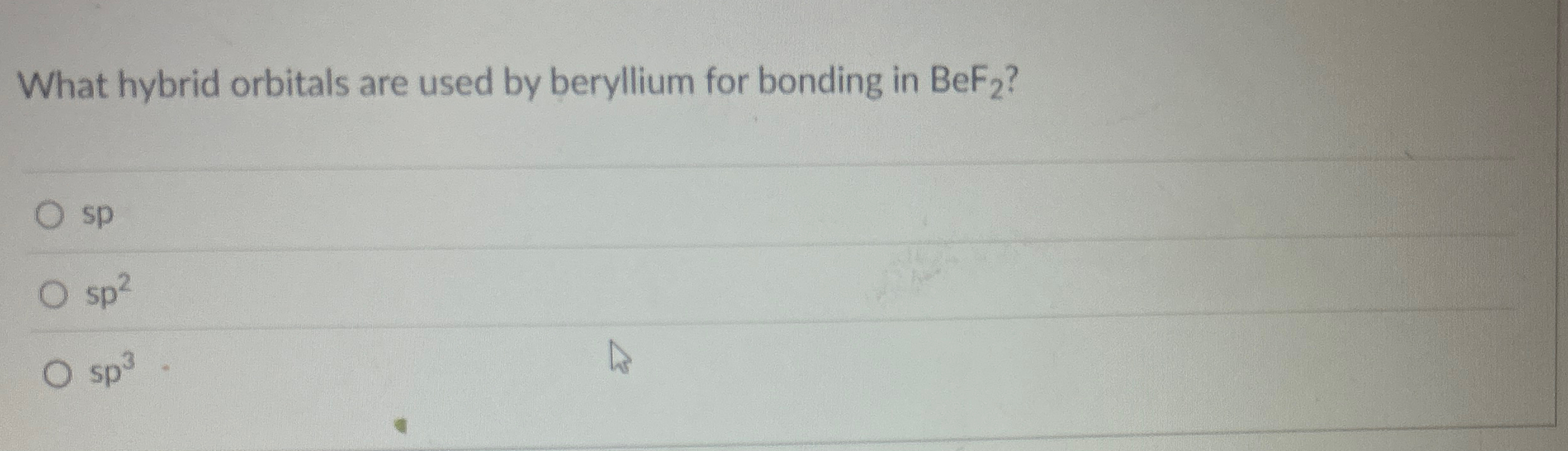 Solved What hybrid orbitals are used by beryllium for | Chegg.com