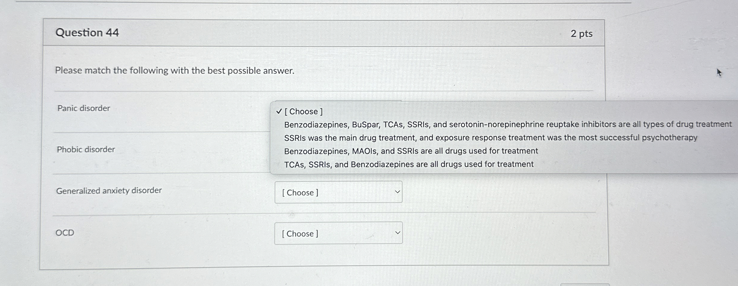 Solved Question 442 ﻿ptsPlease match the following with the | Chegg.com