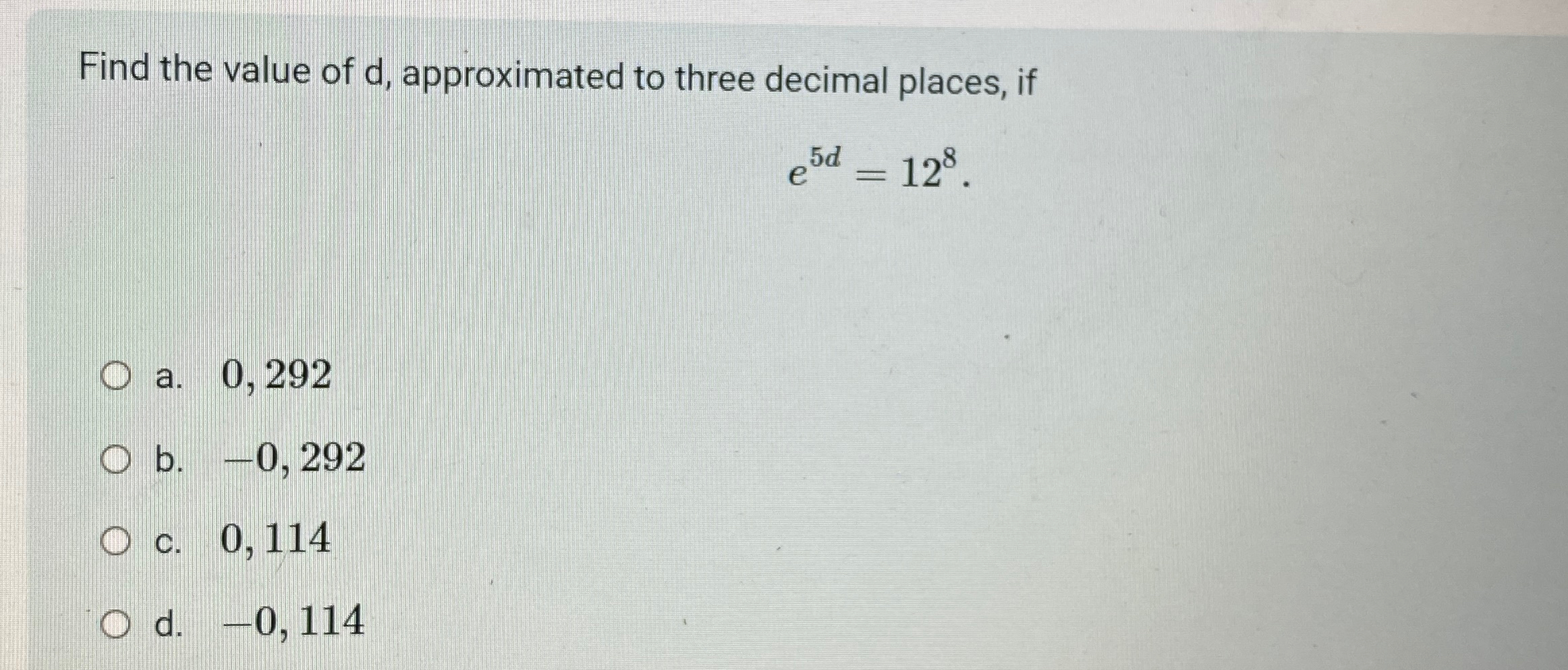 Solved Find the value of d, ﻿approximated to three decimal | Chegg.com