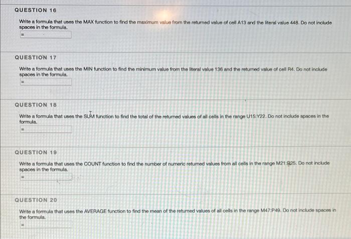 Write a formula that uses the MAX function to find | Chegg.com