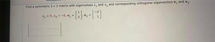 Solved Find a symmetric 2×2 matrix with eigenvalues λ1 and | Chegg.com