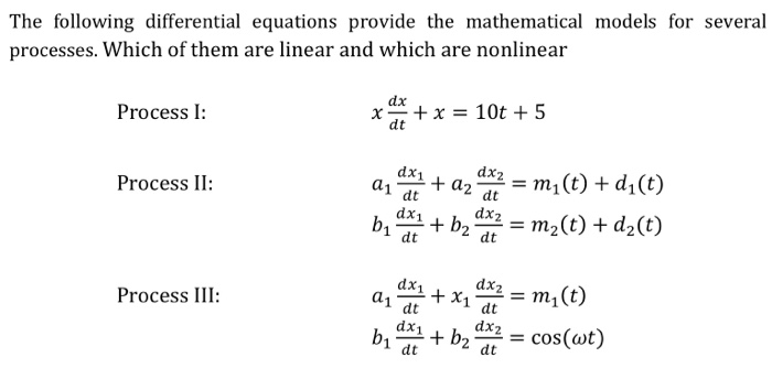 Solved The following differential equations provide the | Chegg.com