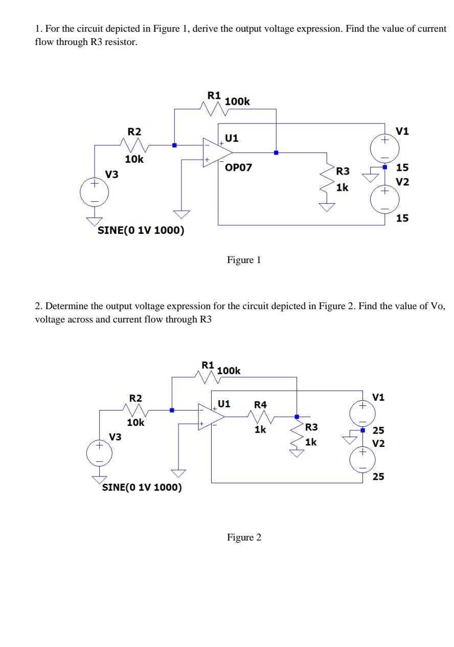 Solved 1. For the circuit depicted in Figure 1, derive the | Chegg.com