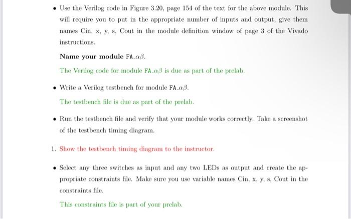 Solved - Use the Verilog code in Figure 3.20, page 154 of | Chegg.com