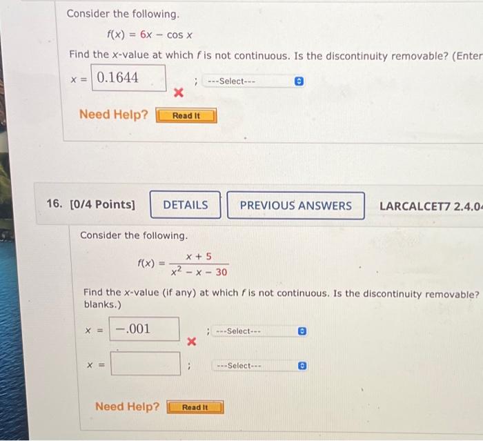 Solved Consider the following. f(x)=6x−cosx Find the x-value | Chegg.com