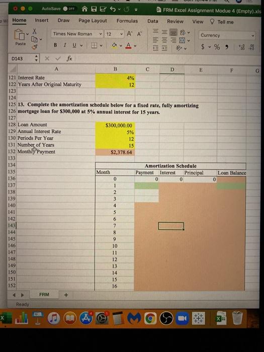 Solved AutoSave OFF BE FRM Excel Assignment Modue 4 | Chegg.com