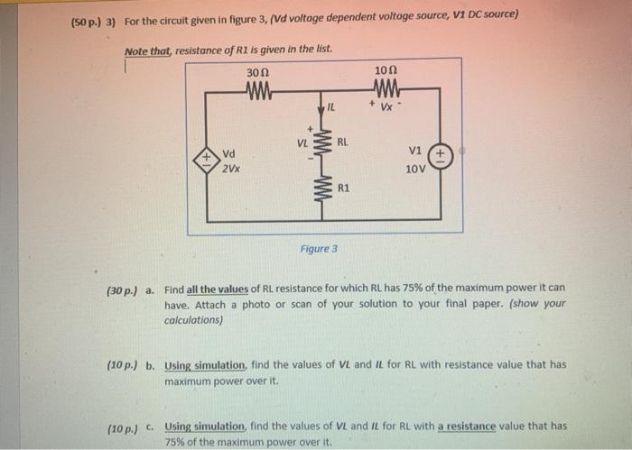 Solved (50 p.) 3) For the circuit given in figure 3, (Vd | Chegg.com