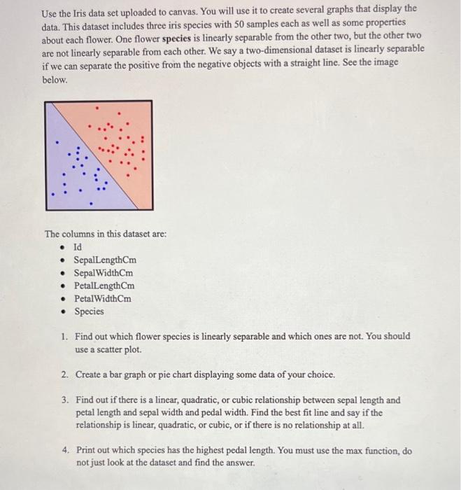 Solved Use the Iris data set uploaded to canvas. You will | Chegg.com