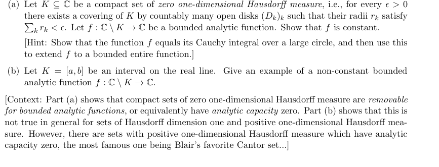 Solved (a) ﻿Let KsubeC be ﻿a compact set of ﻿zero | Chegg.com