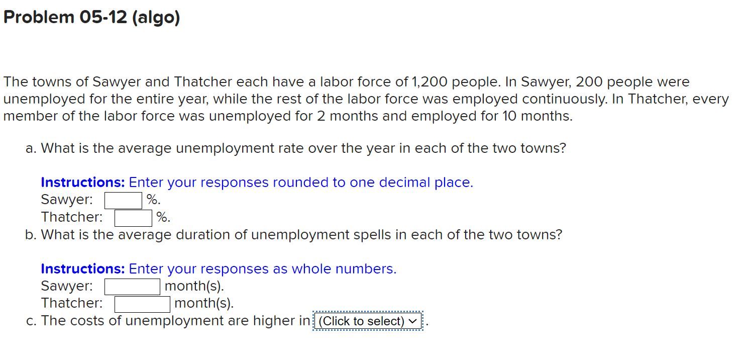 Solved Problem 05-12 (algo)The towns of Sawyer and Thatcher | Chegg.com