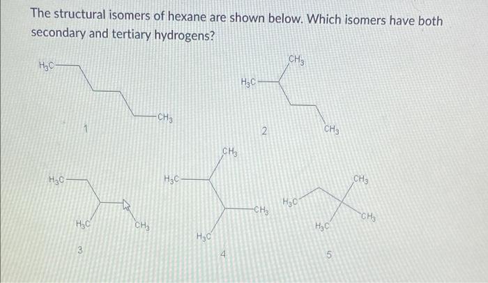 Solved The structural isomers of hexane are shown below. | Chegg.com