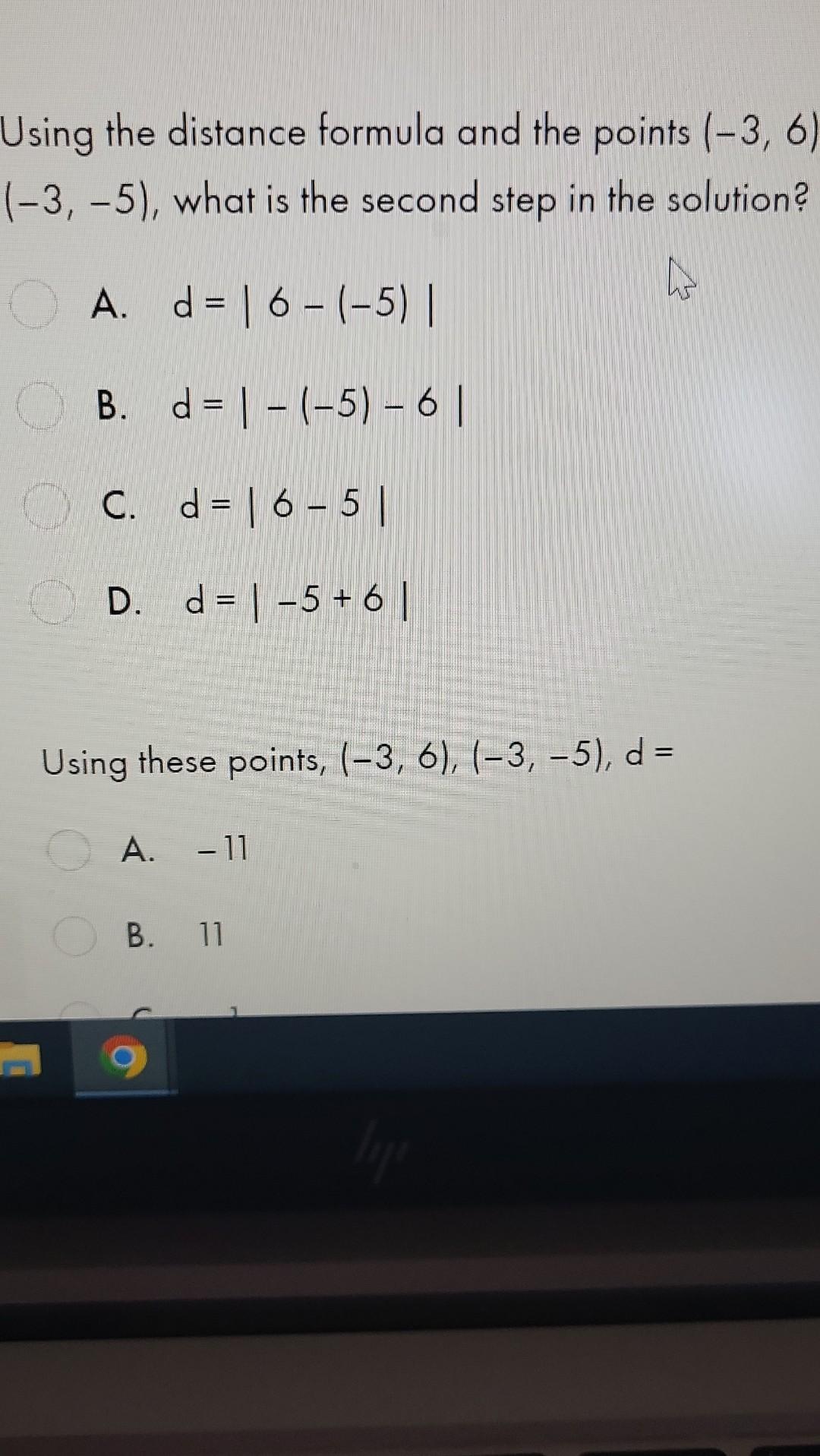 Solved Using the distance formula and the points (−3,6) | Chegg.com