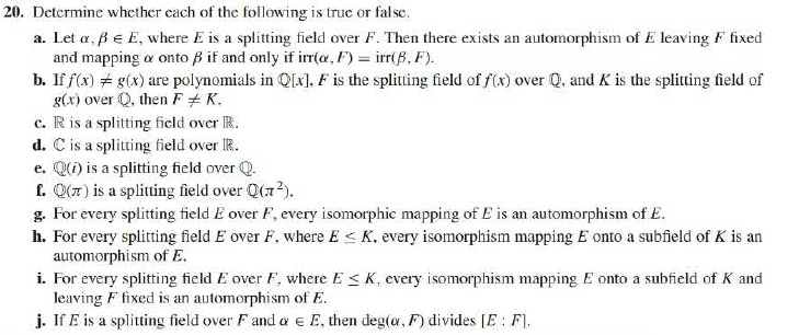 Solved Determine whether each of the following is true or | Chegg.com