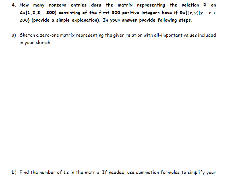 Solved How many nonzero entries does the matrix representing | Chegg.com