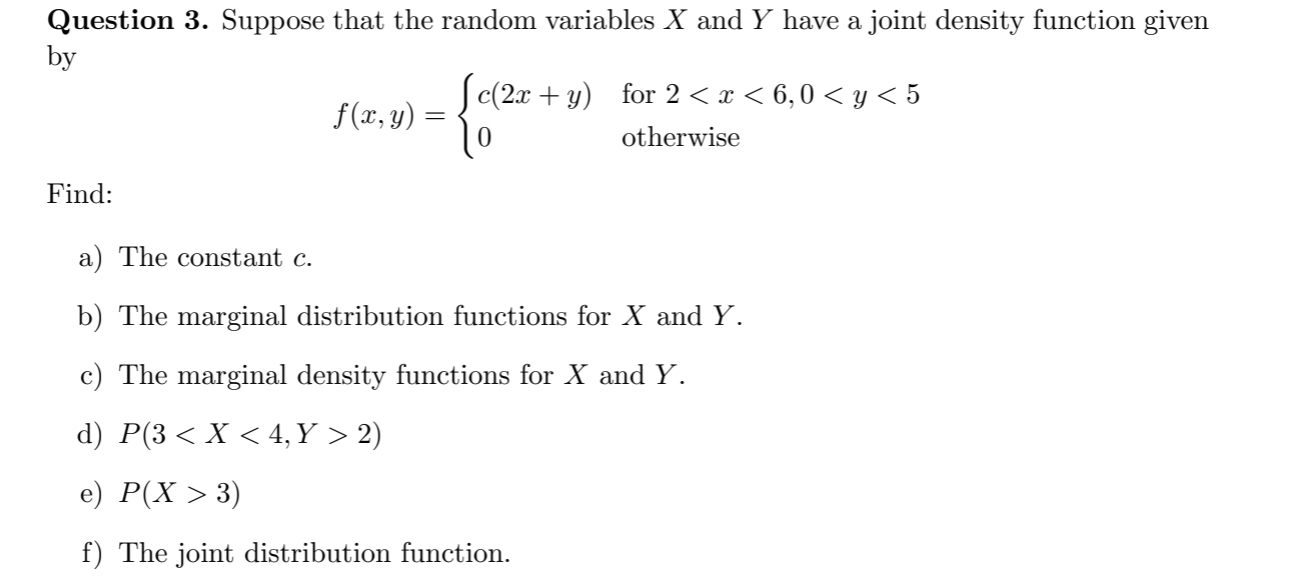 Solved Question 3. ﻿Suppose that the random variables x ﻿and | Chegg.com