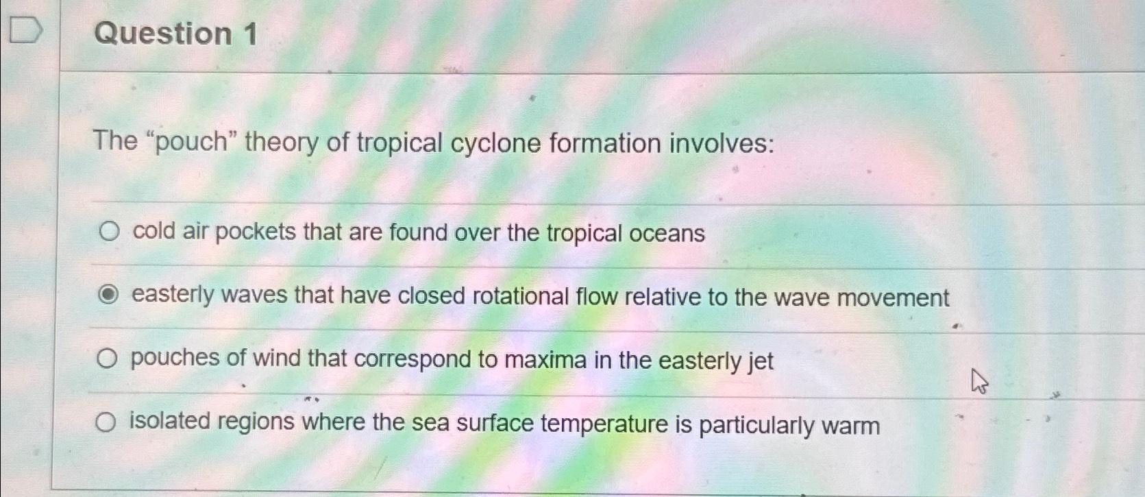 Solved Question 1The "pouch" theory of tropical cyclone | Chegg.com