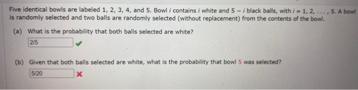 Solved Five identical bowls are labeled 1, 2, 3, 4, and 5. | Chegg.com