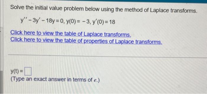 Solved Solve the initial value problem below using the | Chegg.com