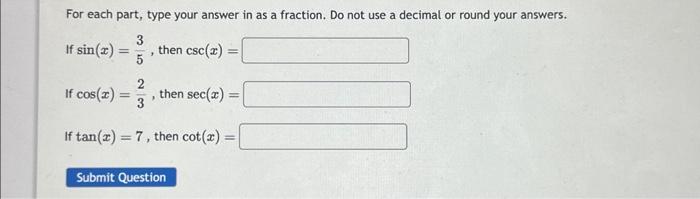 Solved For each part, type your answer in as a fraction. Do | Chegg.com