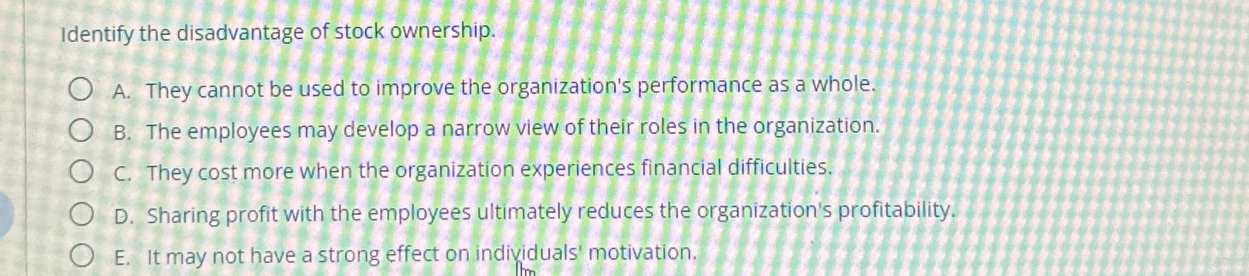 Solved Identify the disadvantage of stock ownership.A. ﻿They | Chegg.com