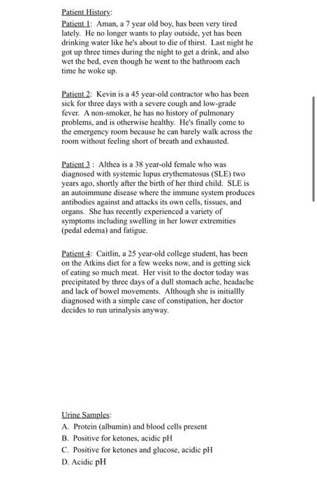 Urinalysis Case Study Instructions 1. Read through | Chegg.com
