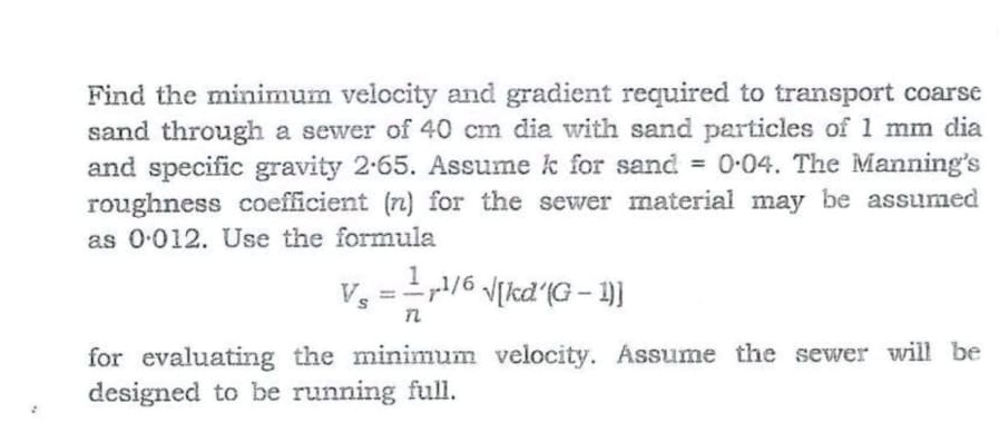 Solved Find the minimum velocity and gradient required to | Chegg.com