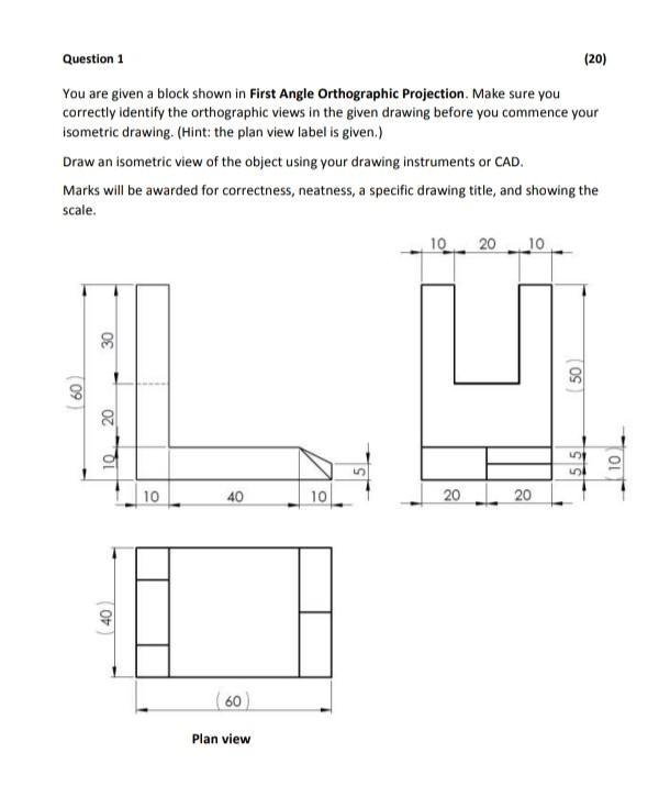 Solved Question 1 (20) You are given a block shown in First | Chegg.com