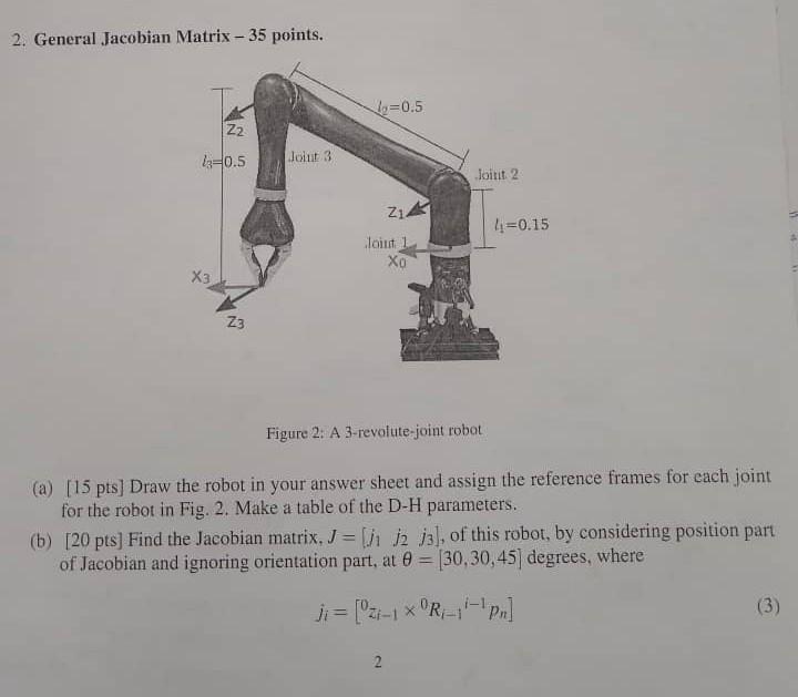2. General Jacobian Matrix - 35 points. Figure 2: A | Chegg.com