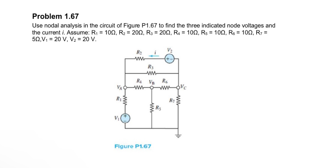 Solved Problem 1.67Use nodal analysis in the circuit of | Chegg.com