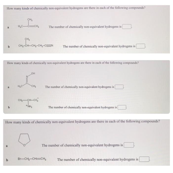 Solved How many kinds of chemically non-equivalent hydrogens | Chegg.com
