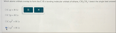 Solved Which atomic orbitals overlap to form the C*H ﻿a | Chegg.com
