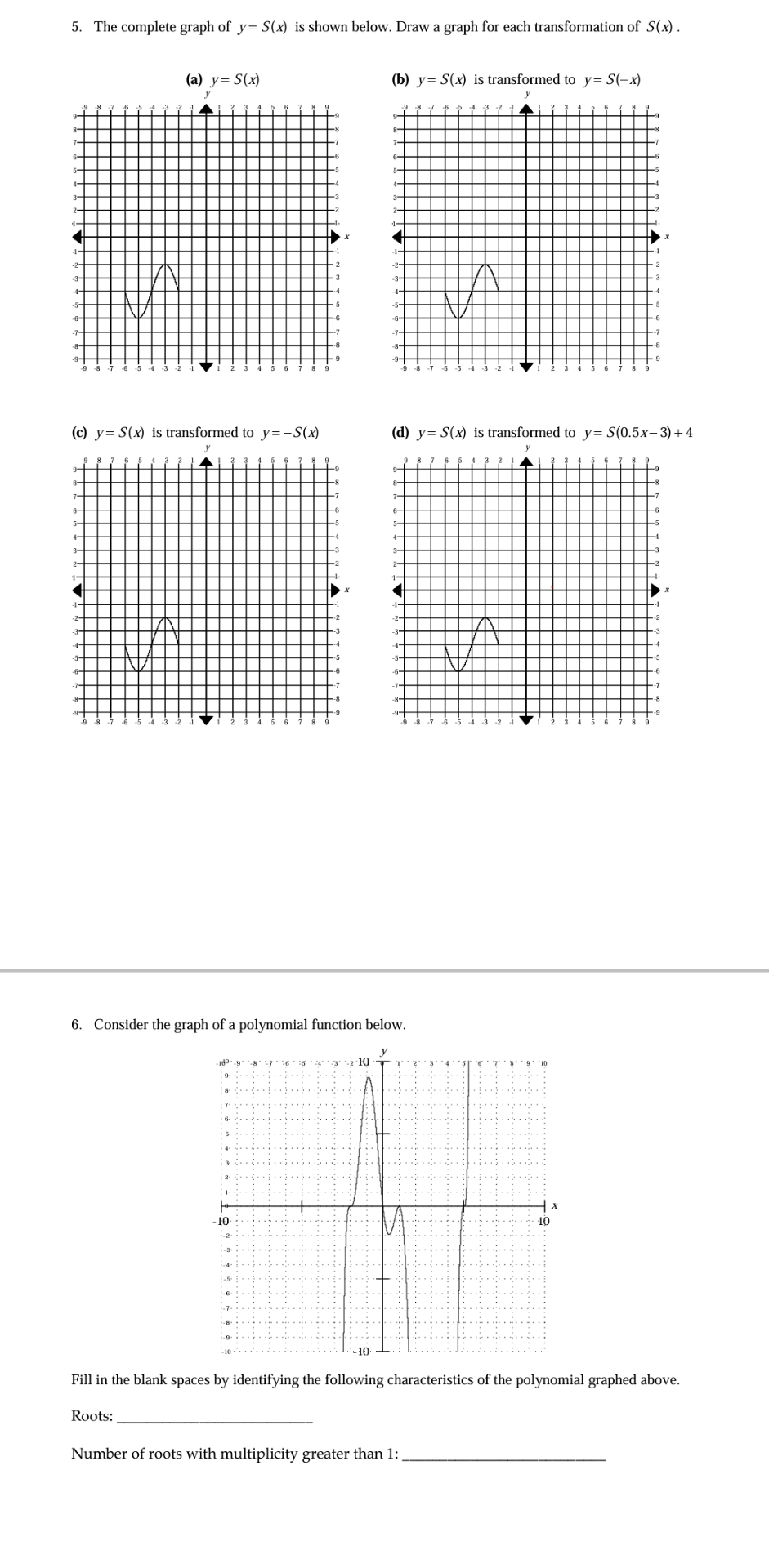 Solved The complete graph of y=S(x) ﻿is shown below. Draw a | Chegg.com