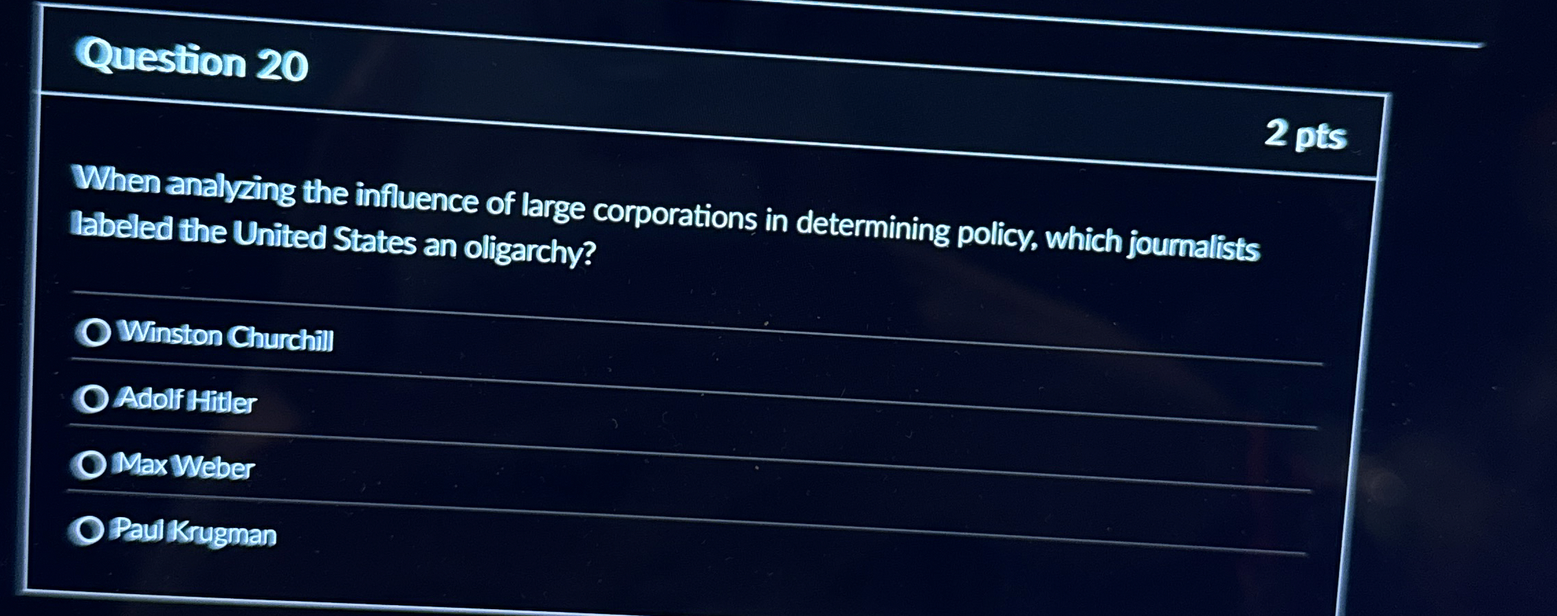 Solved Question 20When analyzing the influence of large | Chegg.com
