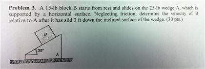 Solved A 15-lb block B starts from rest and slides on the | Chegg.com