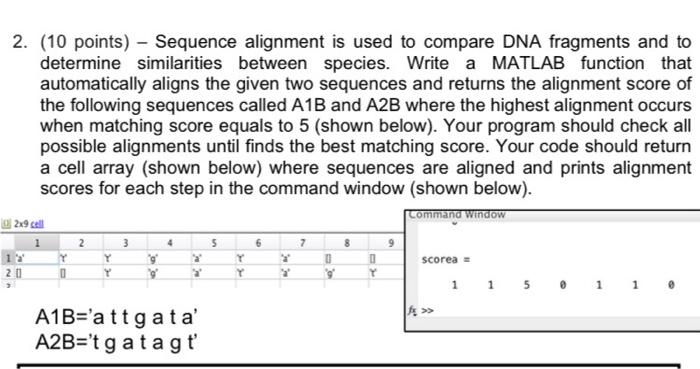 2. (10 points) - Sequence alignment is used to | Chegg.com