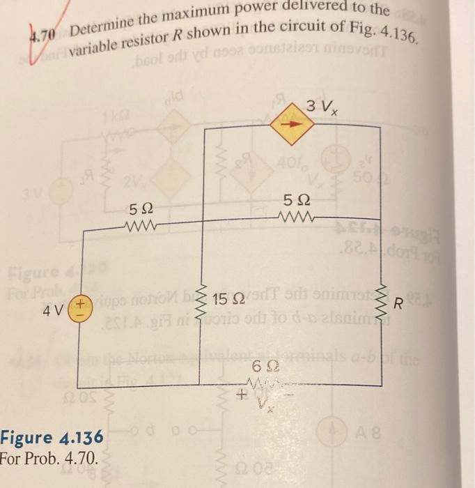 Solved 170 Determine the maximum power delivered to the | Chegg.com