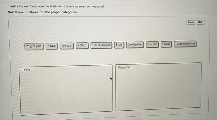 Solved Identify the numbers from the statements above as | Chegg.com