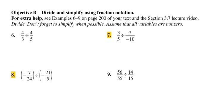 Solved Objective B Divide and simplify using fraction | Chegg.com