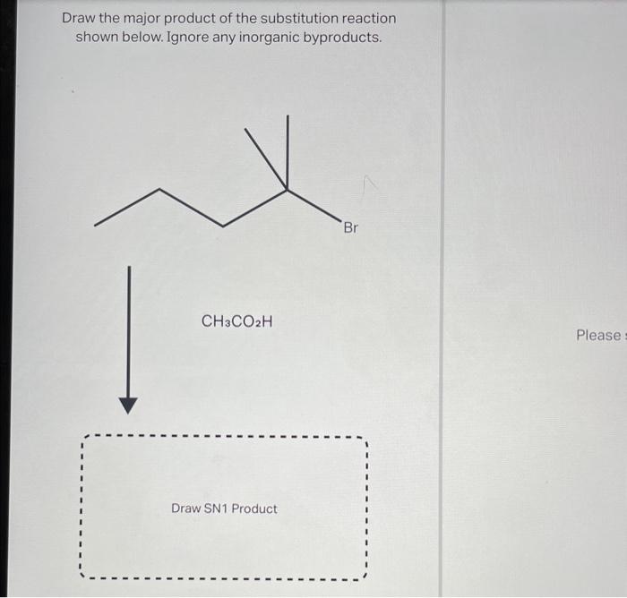 Solved Draw the major product of the substitution reaction | Chegg.com