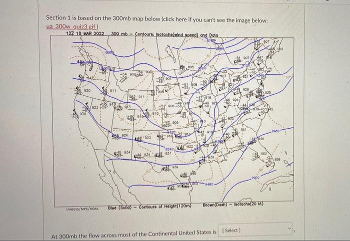 Solved Section 1 is based on the 300mb map below (click here | Chegg.com