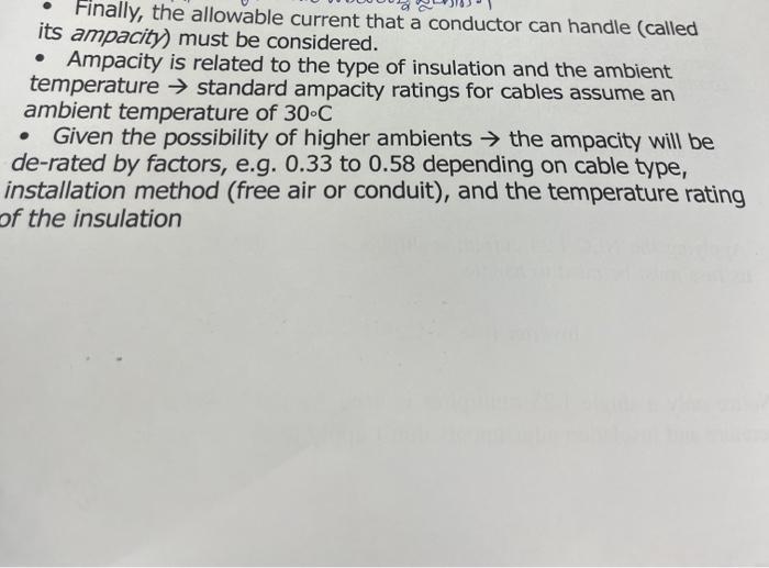 Finally, the allowable current that a conductor can | Chegg.com