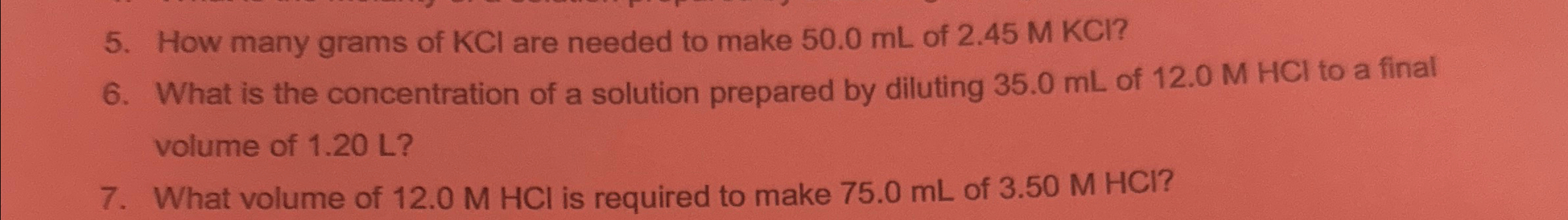 Solved How many grams of KCl ﻿are needed to make 50.0mL ﻿of | Chegg.com