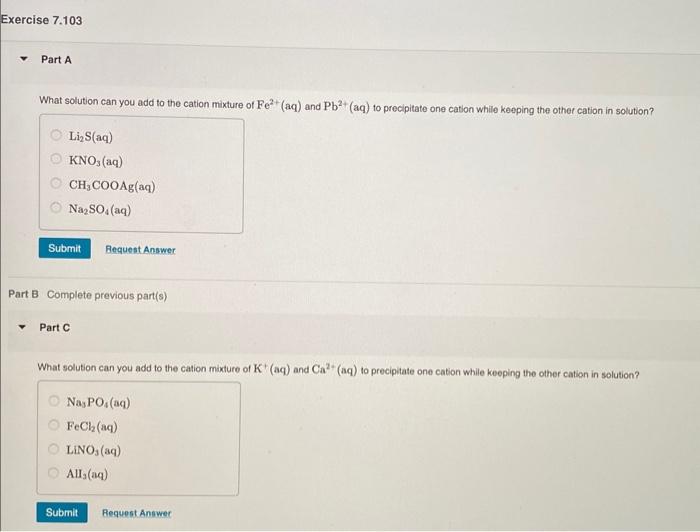 Solved What solution can you add to the cation mixture of | Chegg.com