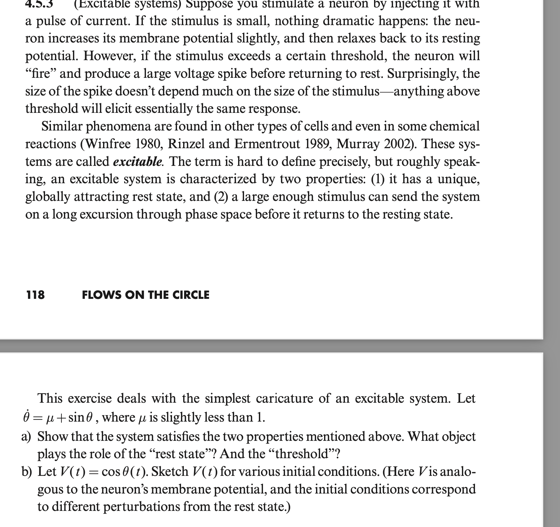 Solved 4.5.3 (Excitable systems) ﻿Suppose you stimulate a | Chegg.com