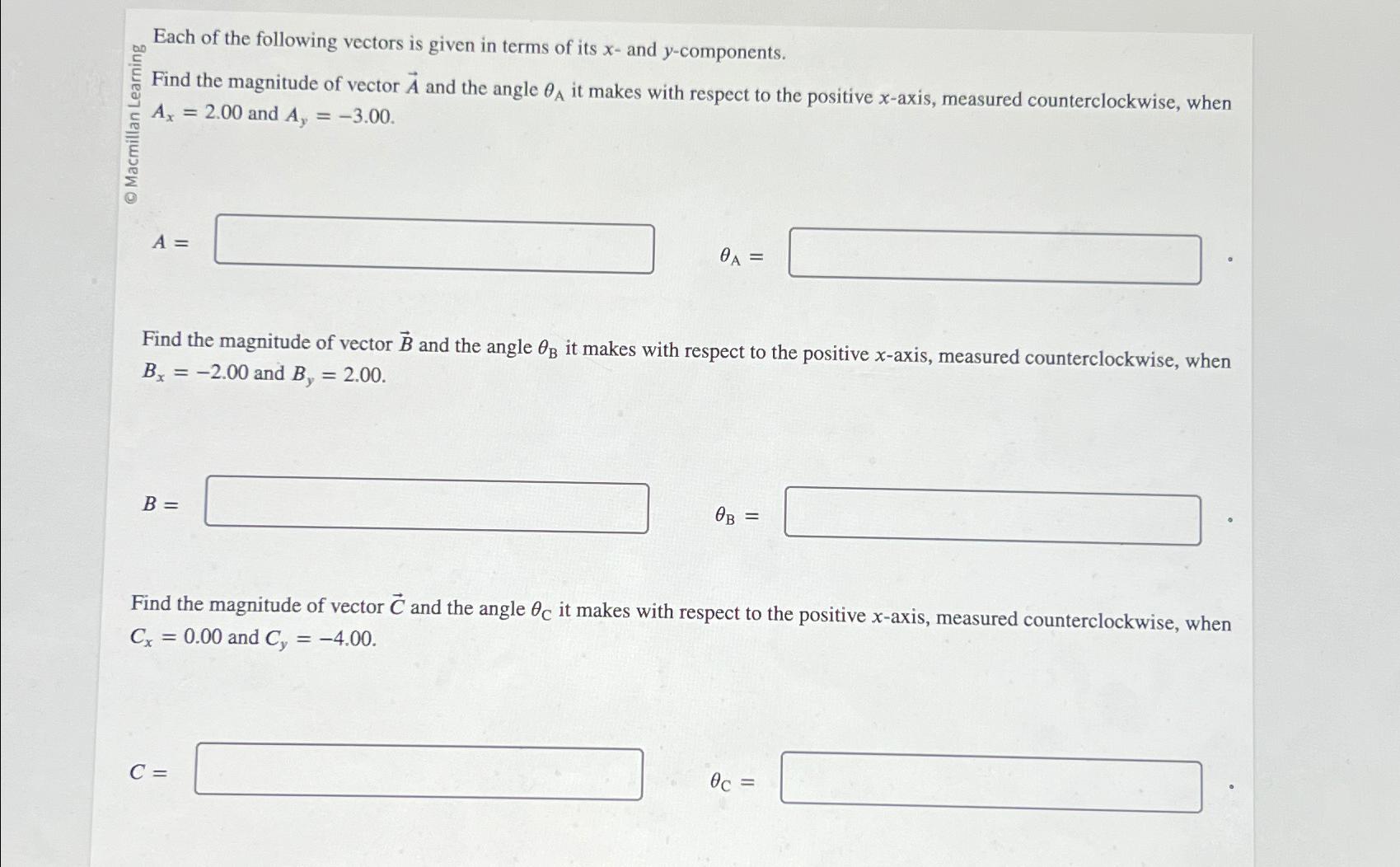 Solved 들Each of the following vectors is given in terms of | Chegg.com