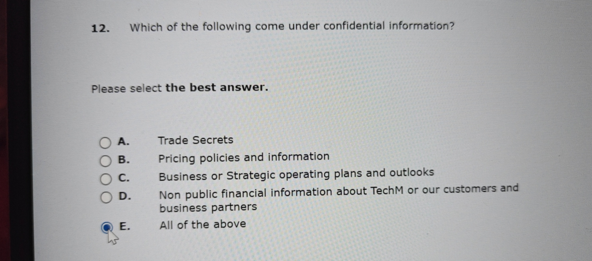 Solved Which of the following come under confidential | Chegg.com