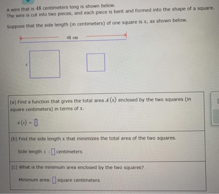 Solved A wire that is 48 centimeters long is shown below. | Chegg.com